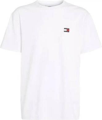 Tommy Jeans Homme, Tops, Blanc, Taille: M T-shirt uni coton patch brod&eacute;