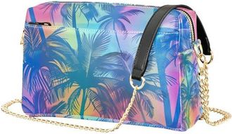 Mnsruu Sacs à bandoulière pour femme, sac à main en cuir motif arbres à lamelles fluo