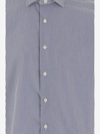 Alessandro Gherardi Mens Striped Cotton Shirt Navy