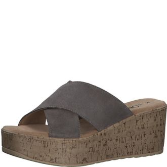 s.Oliver Damen Pantoletten aus Leder Plateau, Braun (Taupe), 41 EU