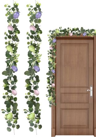 Generic Fr&uuml;hlingsgirlande | 2 St&uuml;ck Eier Deko Fr&uuml;hlingskranz - Osterdekoration Girlnde F&uuml;r Fenster Wohnzimmer Zimmer Dorm | Ostern Thanksgiving Feier Urlaub P