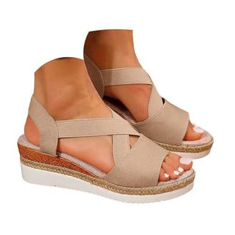Generic Sandales orthopédiques pour femme, sandales dété habillées à bout ouvert avec noeud papillon, plateforme de marche décontractée, talons compensés, san