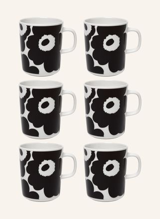 Marimekko 6er-Set Henkelbecher Oiva/Unikko schwarz
