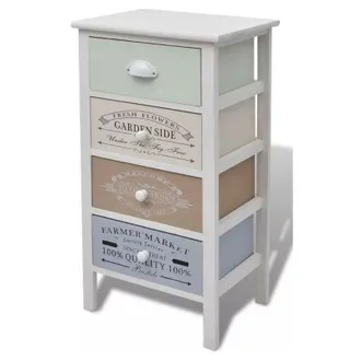 Les Tendances Chiffonnier 4 tiroirs bois paulownia massif blanc Frenchy