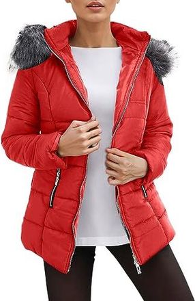 Generic Doudoune Femme Mi-Longue Blouson Mi-Longue Parka Femme Manteau D&eacute;contract&eacute;e avec Capuche Doudoune R&eacute;sistant Classique Veste Matelass&eacute;e pour Le Camping