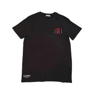 Iceberg Homme, Tops, Noir, Taille: M T-shirt Homme en Coton Noir Style Moderne