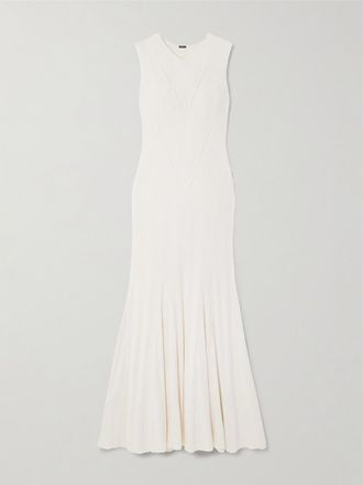 Adam Lippes Vivian Midikleid Aus Gerippter Seide - Elfenbein