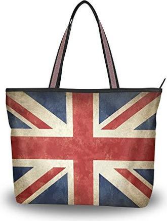 HMZXZ RXYY Sac &agrave; main et sac &agrave; main vintage Angleterre britannique avec poign&eacute;e sup&eacute;rieure - Multicolore - multicolore, Medium