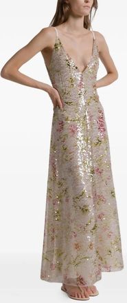 Alberta Ferretti Printed Sequins Long Dress