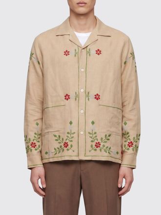 Baziszt Chemise &agrave; imprim&eacute; floral en m&eacute;lange de coton avec col cubain