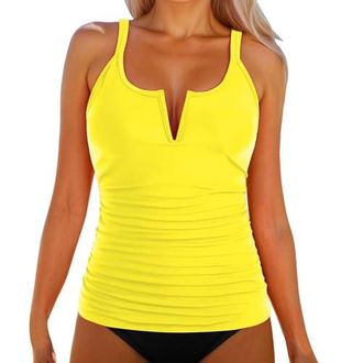 Generic Tankini pour femme avec short, taille haute, maillot de bain deux pi&egrave;ces, s&eacute;chage rapide, push-up, grande taille, maillots de bain basiques pour pisci
