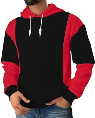 Generic Sweat &agrave; capuche l&eacute;ger uni pour homme - Mode automne et hiver - Manches longues - Bouton - Manches longues - Demi-fermeture &eacute;clair - Pour entra&icirc;nement 