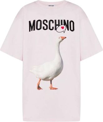 Moschino unisex, Tops, Rose, Taille: XS Goose Cotton Jersey T-Shirt