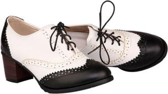 Garneck Chaussures Femme à Talons Bloc Stables Lacing Style Élégant pour Travail et Soirée Non Glissantes et Confortables