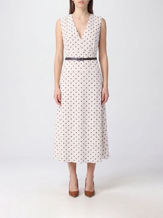 Parosh Midi-Kleid P. A.R. O.S. H. aus Seiden-Cr&ecirc;pe-de-Chine mit Punktemuster und V-Ausschnitt