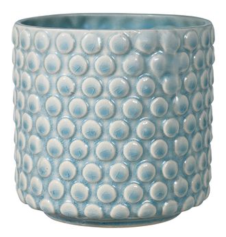 Bloomingville Blumentopf Dot - Dekorative Blumentöpfe für den Innenbereich, Retro-Stil, kreativ, S (12,5 cm Ø), Himmelblau, Keramik