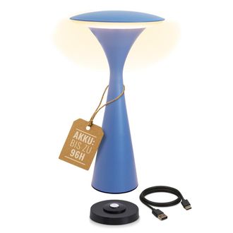 8 Seasons design Tischlampe kabellos, dimmbar, Outdoor & Indoor - Hello Space - USB Ladestation, 27cm, Aluminium (blau), LED warmwei&szlig; bis kaltwei&szlig;, Touch Contro