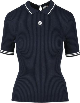 Tommy Hilfiger Femme, Tops, Bleu, Taille: 38 FR T-shirt en maille c&ocirc;tel&eacute;e