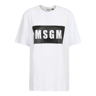 Msgm Box Logo Kurzarm T-Shirt - - Tops - Herren - Wei&szlig; - S
