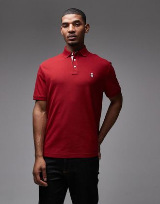 Tommy Hilfiger Archive - Polo &agrave; logo &eacute;cusson - Rouge