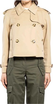 Burberry Femme, Manteaux, Beige, Taille: 32 FR Veste trench courte en gabardine