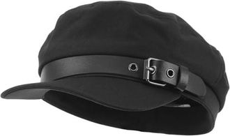 Lioobo B&eacute;ret Femme en Coton Noir M Boucle en Cuir, Casquette D&eacute;contract&eacute;e &agrave; Visi&egrave;re, Accessoire Mode pour Plein Air, Shopping et Tenue Quotidienne
