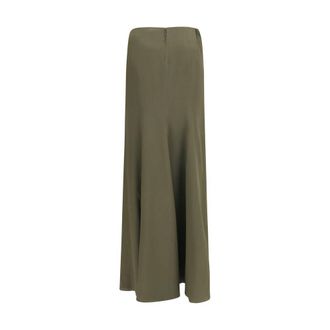 Alexander McQueen Womens Bicolor Silk Long Skirt