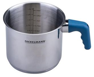 Fackelmann Casserole &agrave; lait Essential &Oslash; 14 cm en acier inoxydable avec poign&eacute;e ergonomique en bak&eacute;lite et &eacute;chelle pratique en litres - Id&eacute;al pour tous les types 
