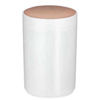 MSV Bad Serie Lena Design Kosmetikeimer Bad Treteimer 5 Liter (ØxH): ca. 18,5 x 26,3 cm Weiß/Kupfer