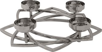 Fink 4-flammiger Kerzenhalter-Kranz &Oslash; 43 cm Edelstahl f&uuml;r Stumpenkerzen & Teelichter