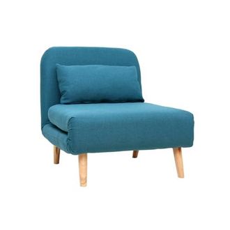 Miliboo Fauteuil scandinave Convertible en Tissu Bleu Canard AMIKO