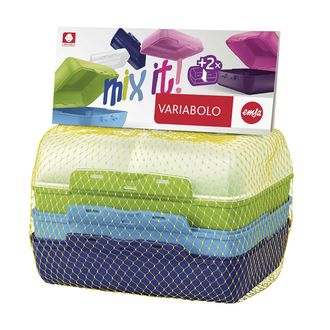 Emsa 517053 Variabolo 4-teiliges Frischhaltedosen Boys-Set (16 x 11 x 7 cm, beidseitig zu &ouml;ffnen, platzsparend ineinander stapelbar) Blau/Gr&uuml;n