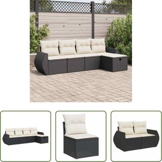 vidaXL vidaXL Gartenm&ouml;bel - 5-tlg. Garten-Sofagarnitur mit Kissen Schwarz Poly Rattan