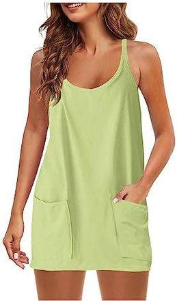 Generic Tenues athl&eacute;tiques pour femme - Tenue d&eacute;t&eacute; - Tenue de sport active - Chemises sans manches - Short de voyage - V&ecirc;tements d&eacute;t&eacute; assortis, Vert, XXL