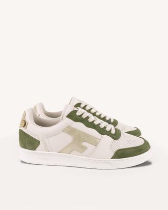 Faguo Baskets en cuir kaki et dor&eacute;