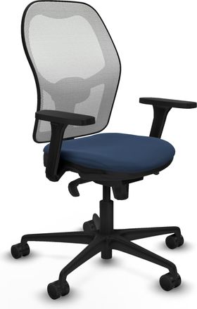 Piqueras y Crespo B&uuml;rostuhl mit Lendenwirbelst&uuml;tze mit 3D-Armlehnen, ausgestattet mit 5 Positionen und Schaumstoff, 65 mm Rollen, Nylon, Wei&szlig;/Marineblau