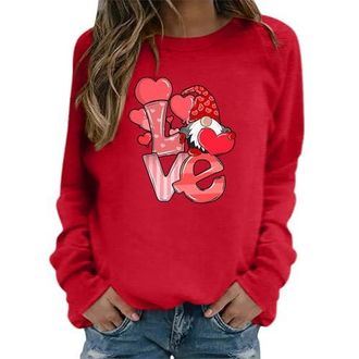 Generic Sweat-shirt de Saint-Valentin 2026 pour femmes, sweatshirts de Saint-Valentin &agrave; manches longues et col rond, pull tendance graphique, Rouge, L