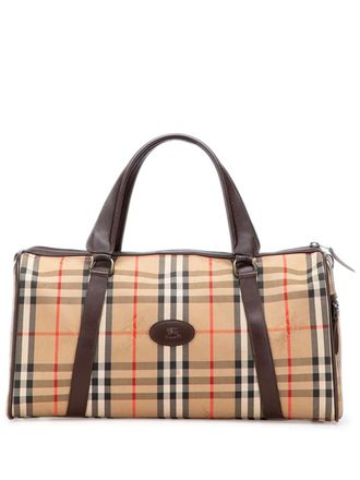 Burberry sac de voyage &agrave; motif Haymarket Check (ann&eacute;es 1900) - Marron