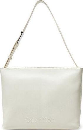 Calvin Klein Handtasche Embossed Logo Medium Shopper K60K613172 Écru