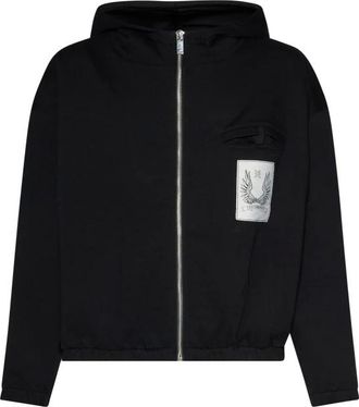 John Richmond Homme, Sweatshirts et sweats &agrave; capuche, Noir, Taille: XS SweaT-shirt &agrave; capuche zipp&eacute;