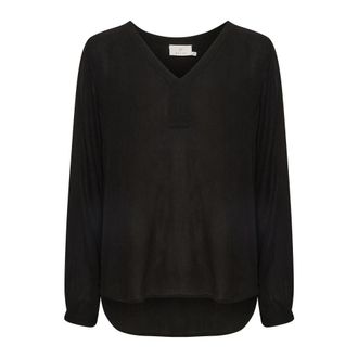 Kaffe Schwarze Langarm V-Ausschnitt Bluse - - Blouses & Shirts - Damen - Schwarzk - S