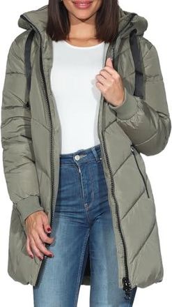 Jacqueline de Yong Veste matelassée JDYSKYLAR OTW NOOS à capuche pour femme, vétiver/détail : noir, taille M, Vetiver/détails : noir, M