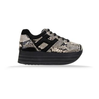 Hogan Leder-Sneaker mit Schlangenmuster und Schn&uuml;rung - - Shoes - Damen - Schwarzk - 34 EU