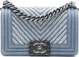 Chanel Hobo Bags - Small Chevron Denim Boy Flap - Gr. unisize - in Blau - f&uuml;r Damen