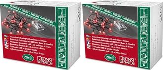 Konstsmide LED Globelichterkette, runde Dioden, 6h Timer, 20 rote Dioden, batteriebetrieben, Innen, schwarzes Kabel, 3 x AA 1.5V (exkl.) - 1491-557 (Packung mit 