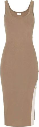 Elisabetta Franchi Femme, Robes, Beige, Taille: 40 FR Robe en maille avec bandes en viscose brillante