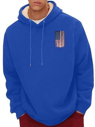 Generic Sweat à capuche en peluche pour homme - Printemps et automne hiver - Imprimé en 2D - Drapeau national rétro décontracté - Mode décontractée - En velou