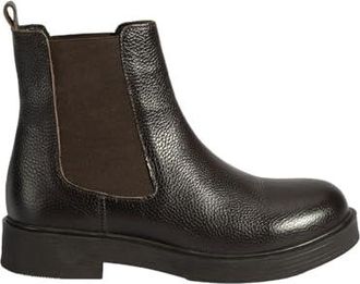 Desa Bottes en Cuir pour Femme - Lacets &eacute;lastiques, Talon Plat, Respirantes | Brun - 40