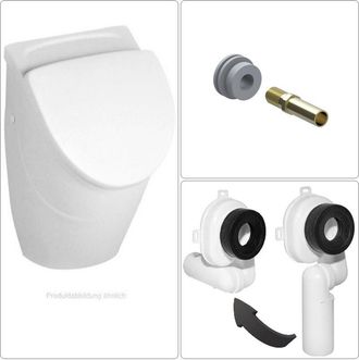 Villeroy & Boch Villeroy&boch - o.novo Keramik Absaug Urinal mit Deckel, Ablauf- und Einlaufgarnitur