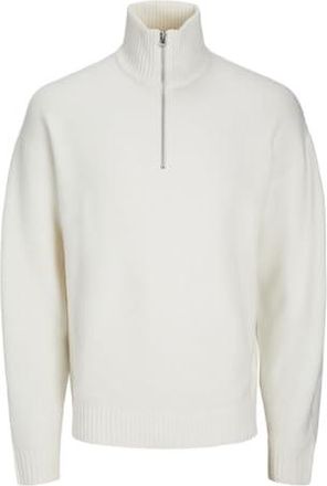 Jack & Jones Jorollie Knit Half Zip Sn Pull en Tricot, Crème, L Homme